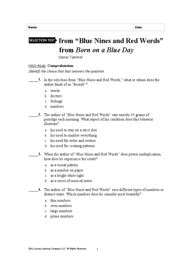 From Blue Nines and Red Words | PDF | Question | Language Development