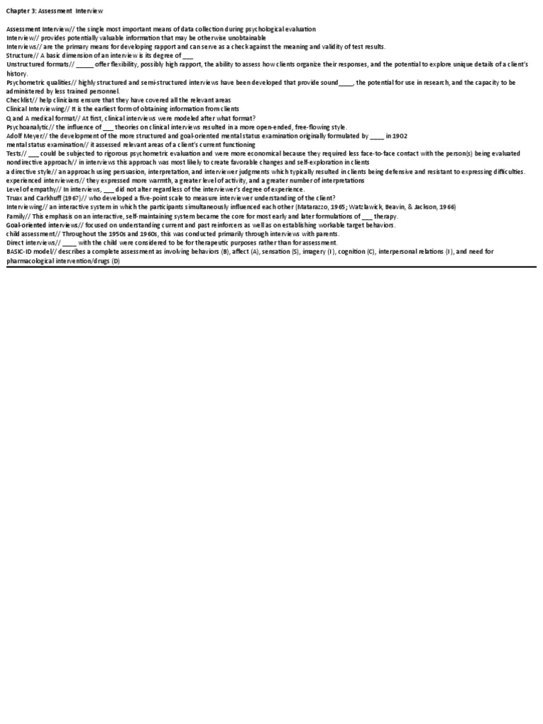 Assessment Interview (Psychological Assessment) | PDF | Psychological ...