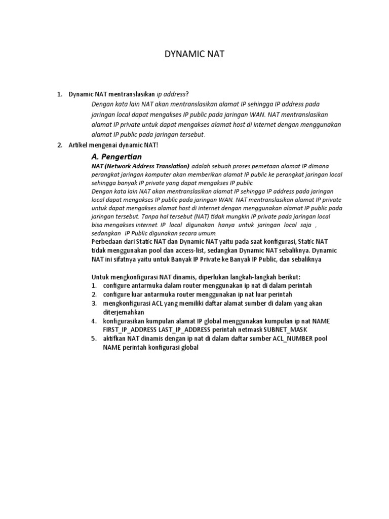 DYNAMIC NAT Aij | PDF