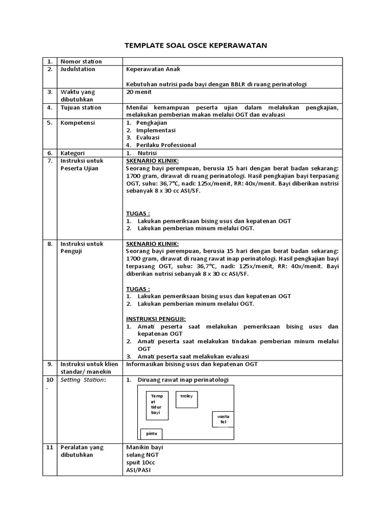 Template Soal OSCE Kep | PDF