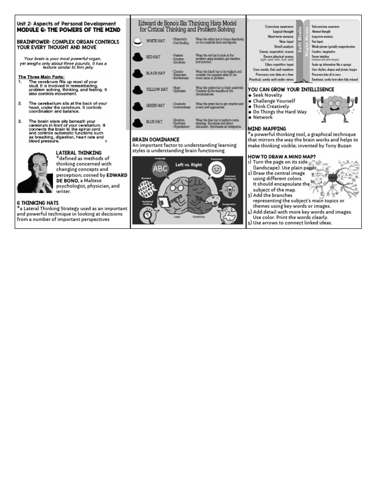 PERDEV Handout - M6 (Powers of The Mind) | PDF | Mind | Thought