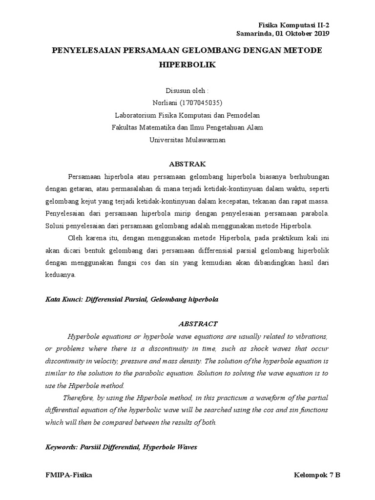 Solving Partial Differential Equations of Hyperbolic Waves Using the Hyperbolic Method | PDF