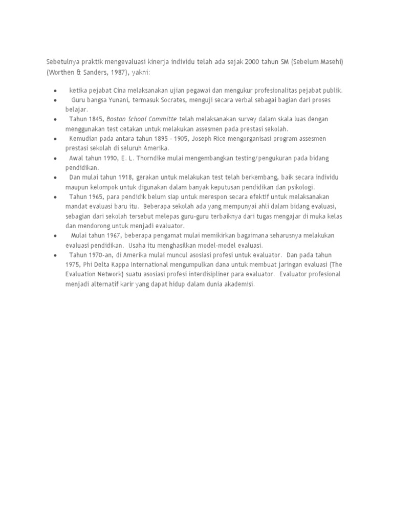 Sejarah Evaluasi Program | PDF | Karier & Perkembangan | Ilmu Sosial