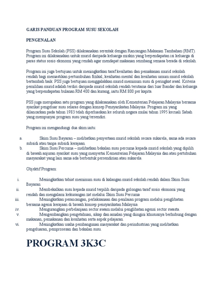 Garis Panduan Program Susu Sekolah | PDF
