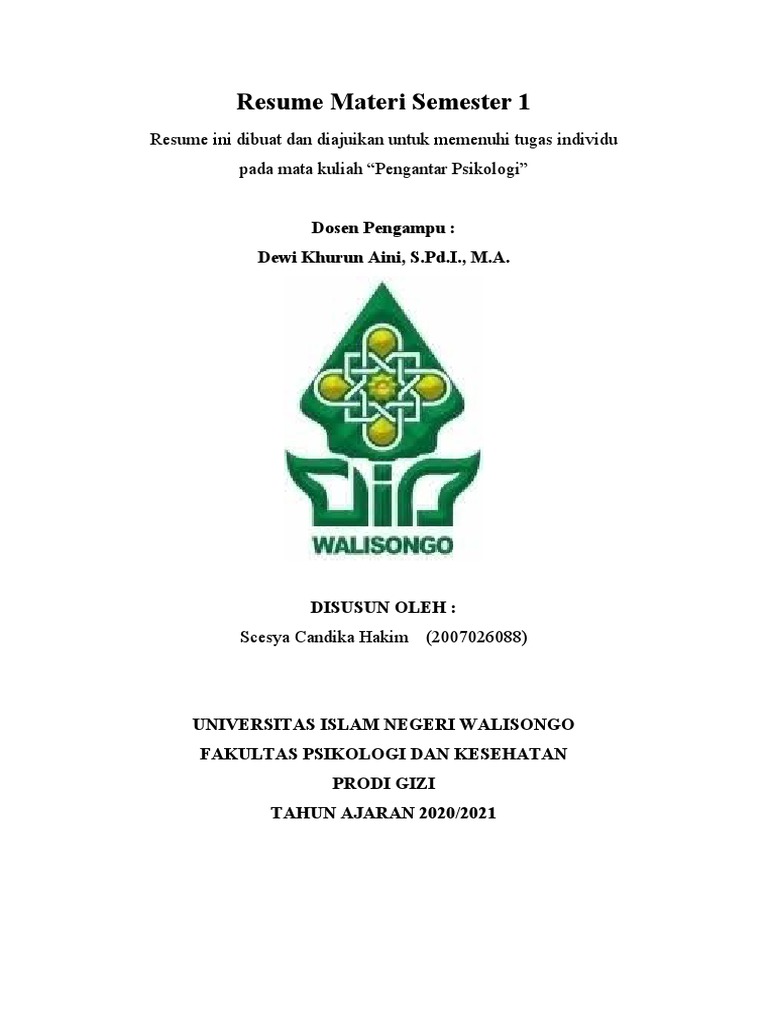 Resume Pertemuan 1 Sampai 15 | PDF | Pengembangan Diri