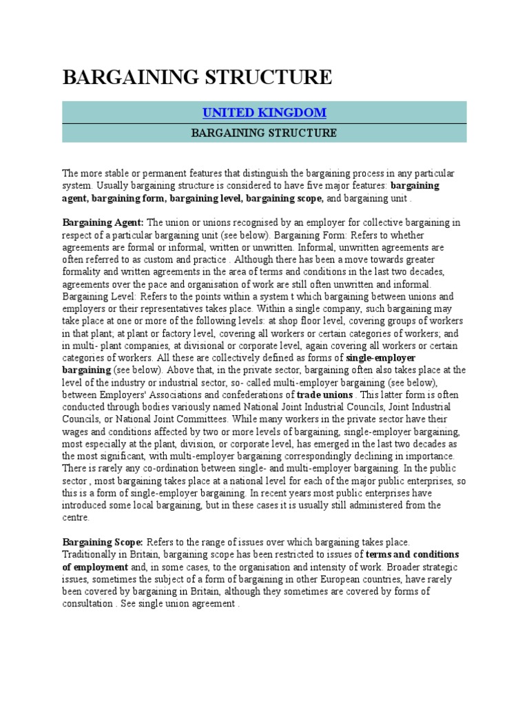 Bargaining Structure-Uk | PDF | Employment | Trade Union
