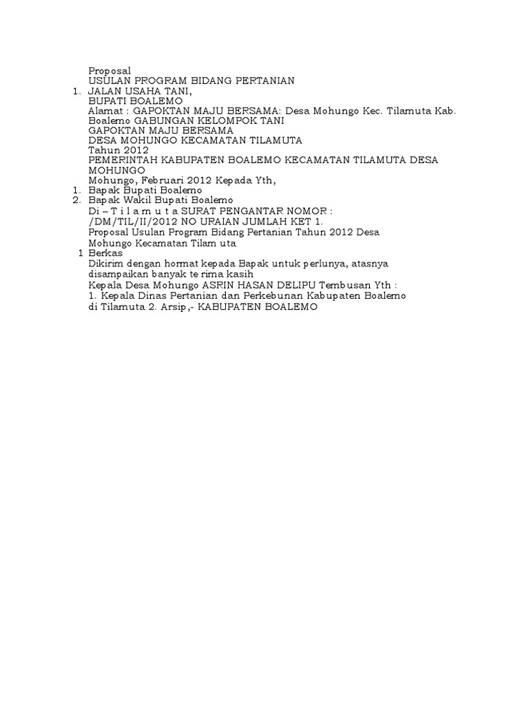 Contoh Proposal Jalan Usaha Tani Pdf