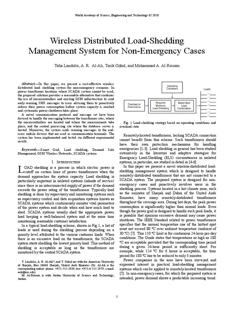 Wireless Distributed Load-Shedding Management System for Non-Emergency ...