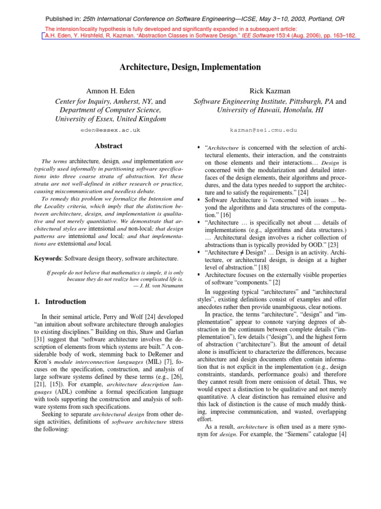Architecture, Design, Implementation | PDF
