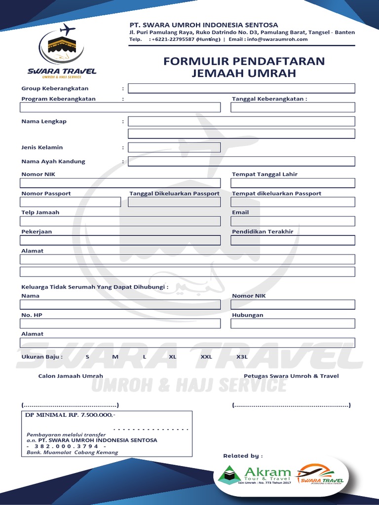Form Pendaftaran Umroh 2019 | PDF