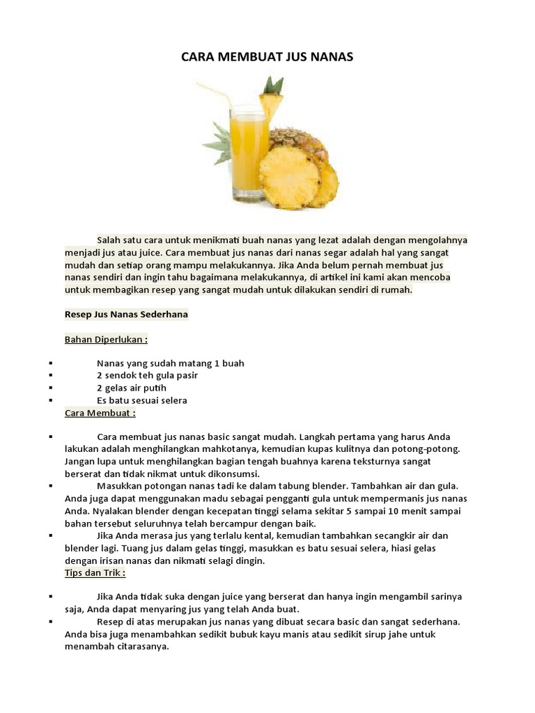Cara Membuat Jus Nanas | PDF
