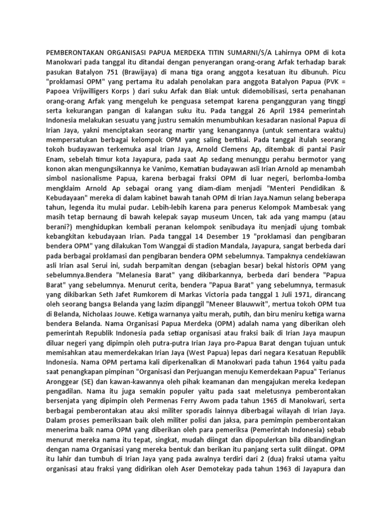 Sejarah Pemberontakan OPM di Papua | PDF | Politik | Ilmu Sosial