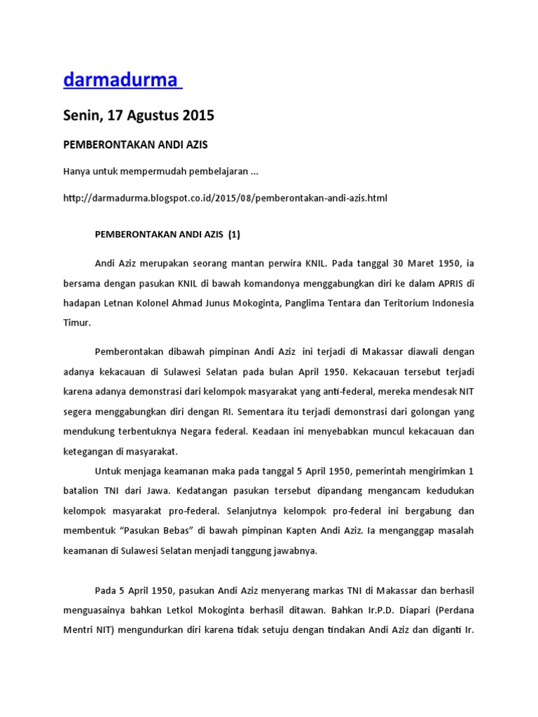 Pemberontakan Andi Azis | PDF