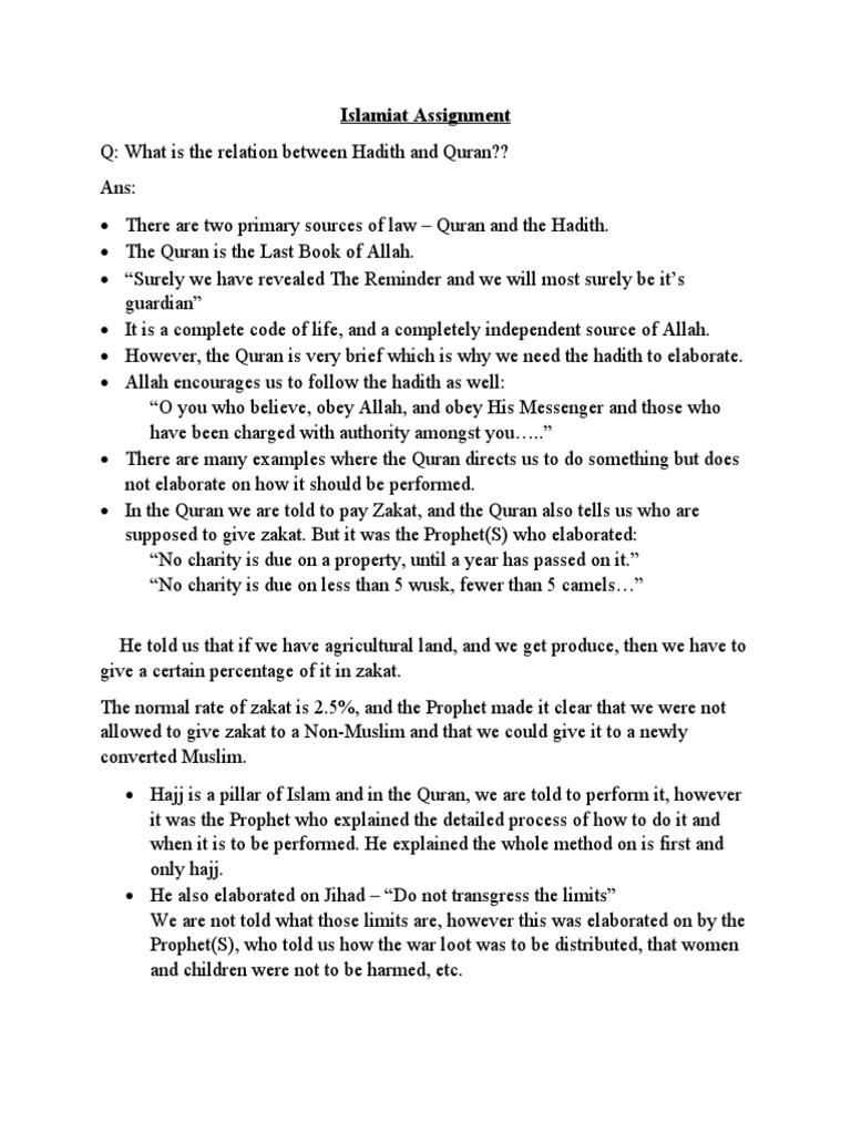 Islamiat Notes The Caliphate | PDF | Hadith | Quran