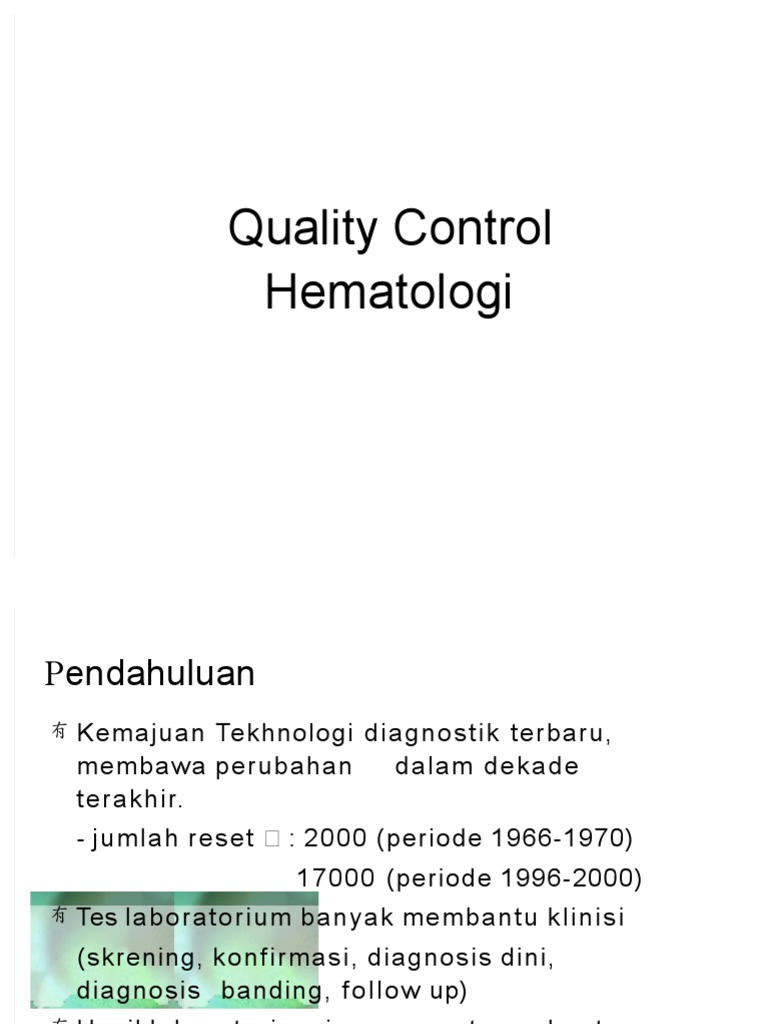Quality Control Hematology | PDF