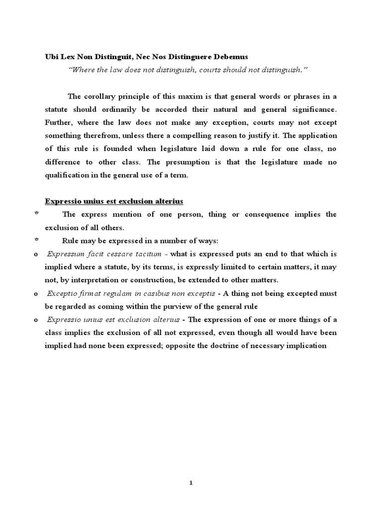 Where The Law Does Not Distinguish, Courts Should Not Distinguish. | PDF