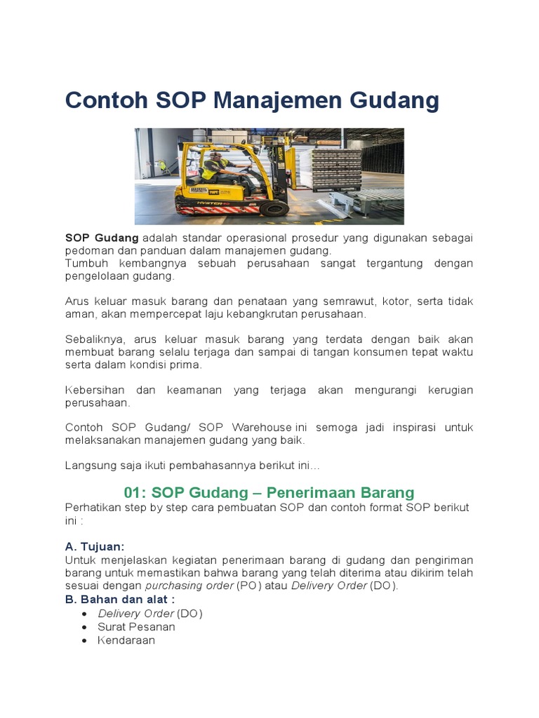 Contoh SOP Manajemen Gudang | PDF