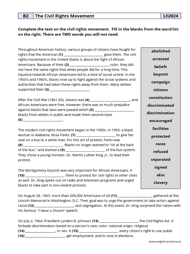 B2 The Civil Rights Movement LIU024: "I Have A Dream | PDF | Martin ...