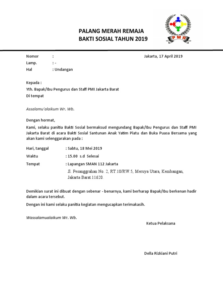 Contoh Surat Undangan Pmi Jak-Bar Dan Pmi Jak-Sel | PDF