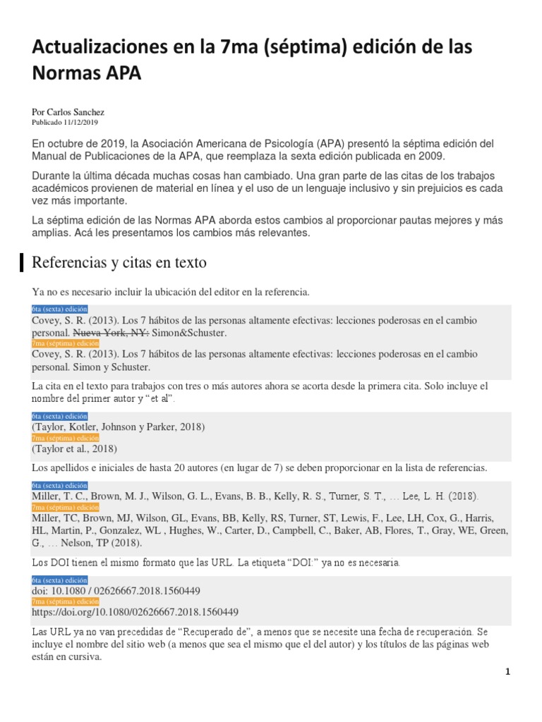 Normas APA 7ma Edicion | Descargar gratis PDF | Estilo apa | Science