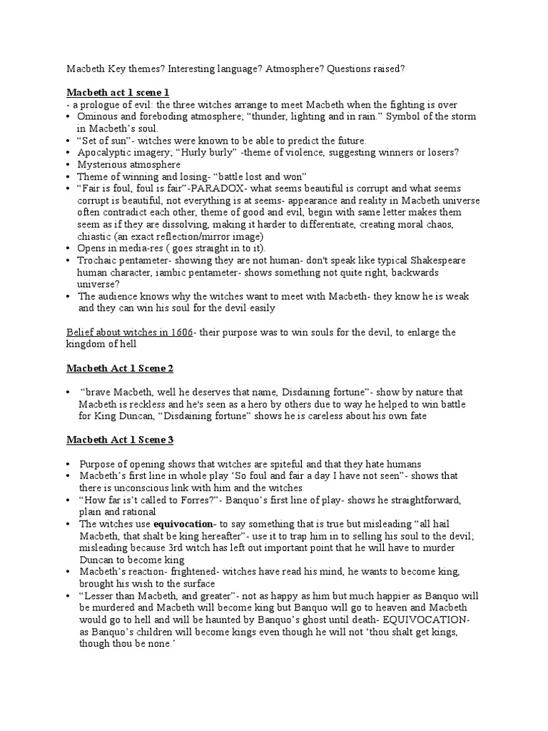 Macbeth Notes | PDF | Macbeth