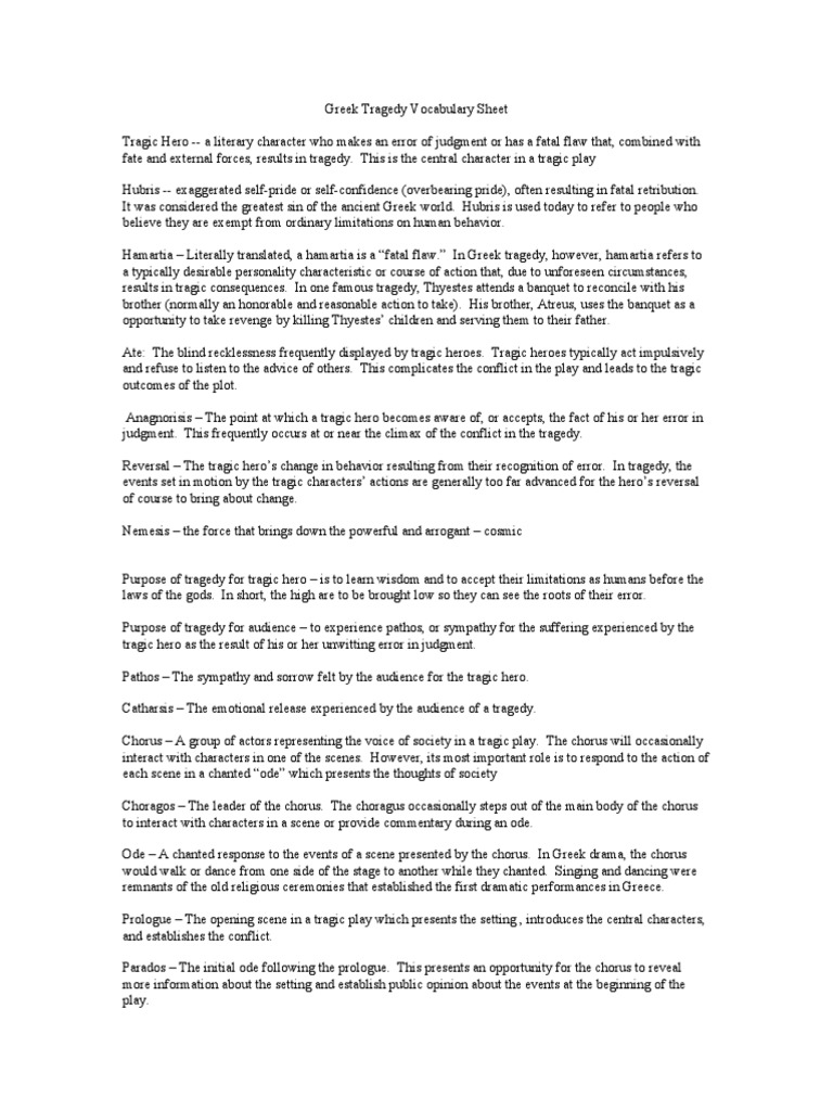 Greek Tragedy Key Terms Explained | PDF | Tragedy
