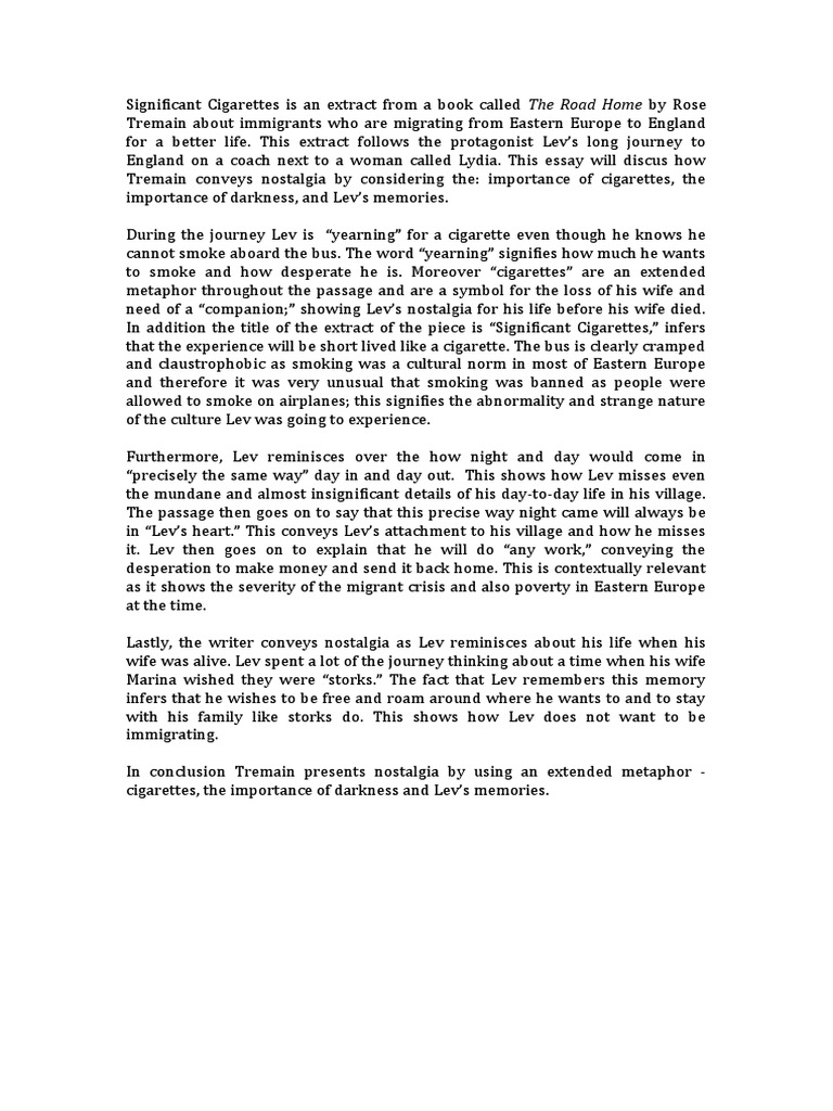 Significant Ciggarettes Is An Extract From A Book Called The Road Home ...