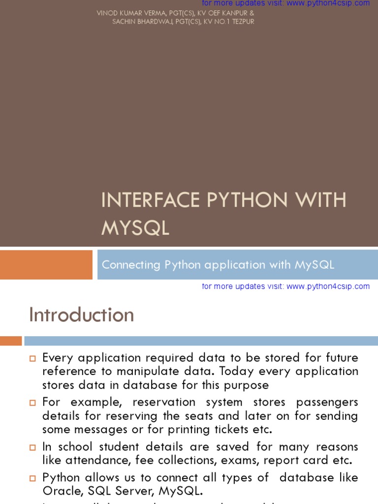 Interface Python With MySQL | PDF | My Sql | Databases