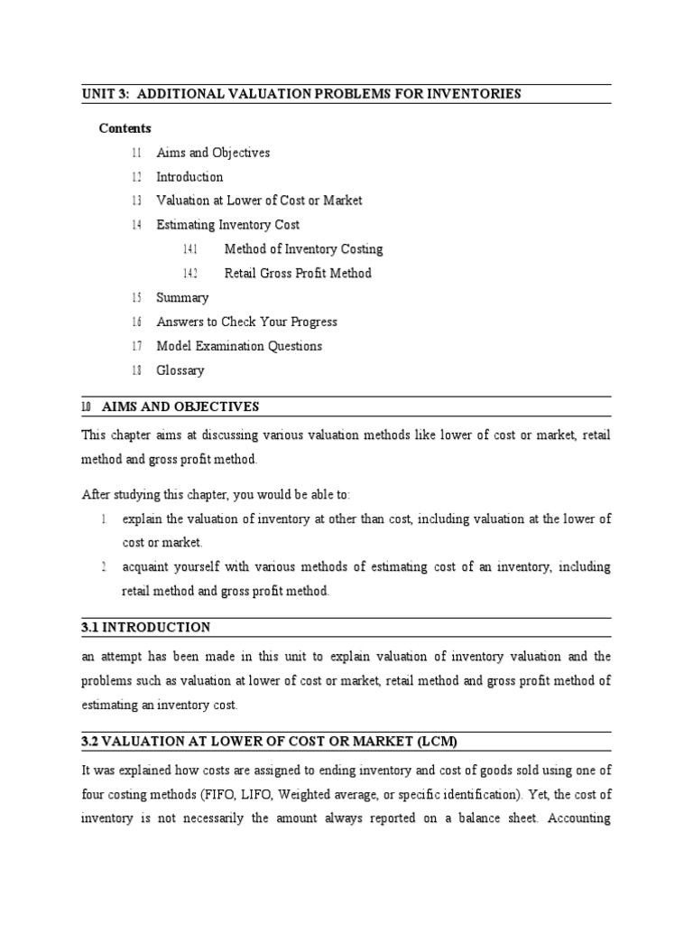 Principle of Accounting 2 - Unit 3 | PDF | Inventory Valuation | Inventory