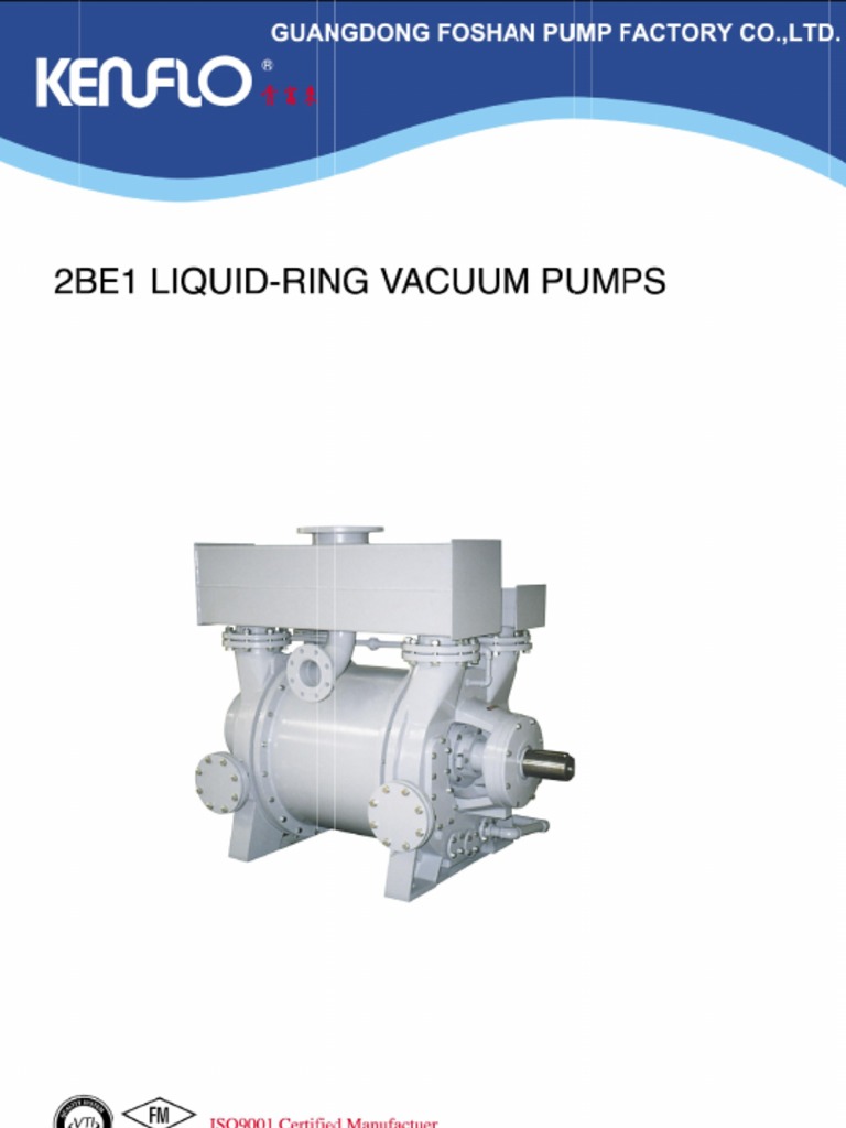 Kenflo 2be1 Liquid Ring Vacuum Pump Datasheet | PDF