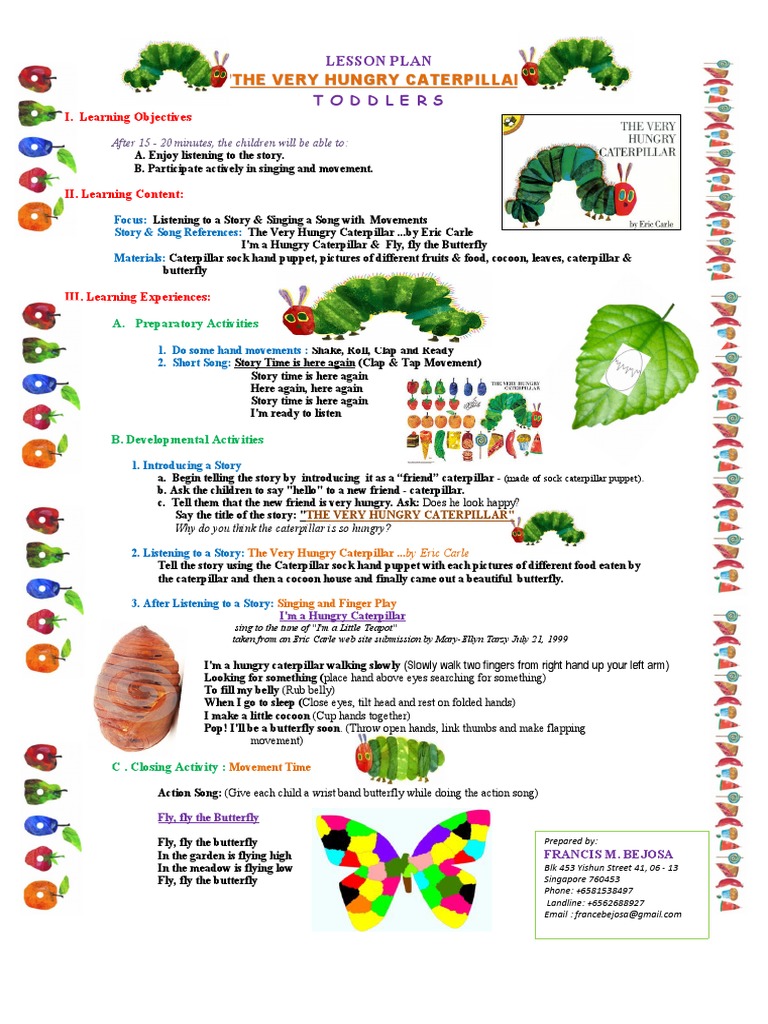 Hungry Caterpillar Lesson Plan | PDF | Hand | Butterfly