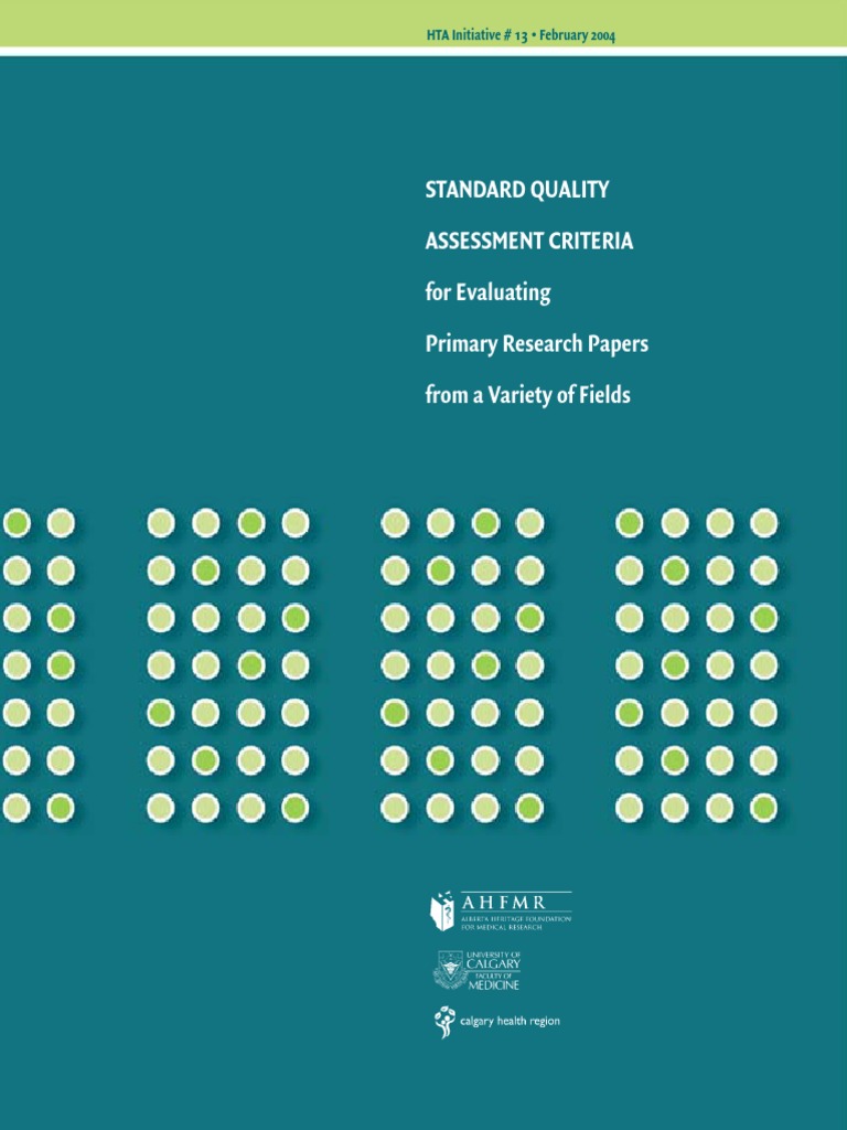 Standard Quality Assessment Criteria For Evaluating Primary Research ...