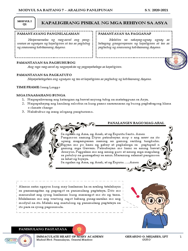 Ap Grade 7 Modyul - Q1 Week 2 Final | PDF
