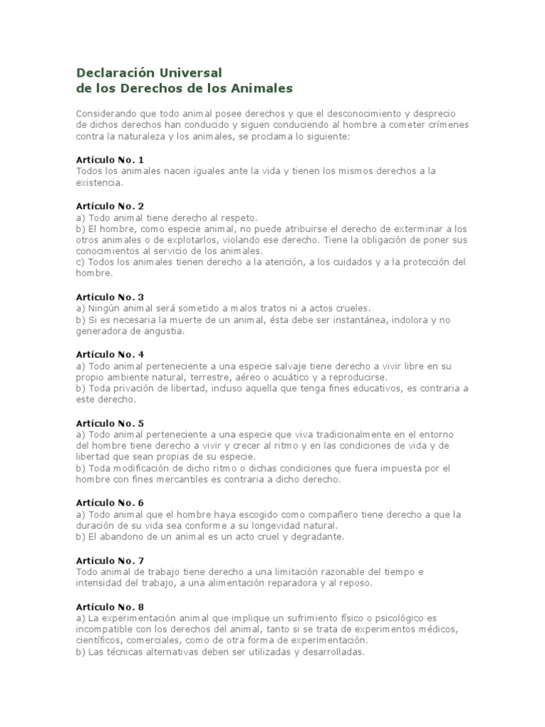 Derechos de Los Animales | PDF | Derechos animales | Unesco