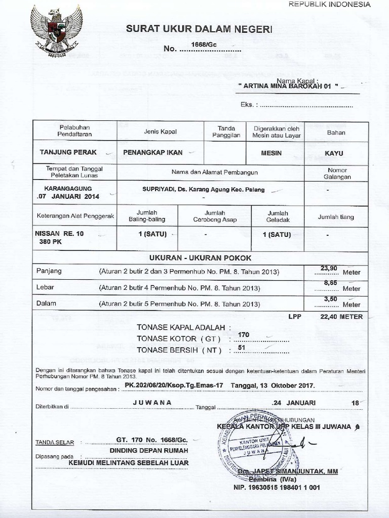 Surat Ukur Tetap ARTINA MINA BAROKAH 01 | PDF