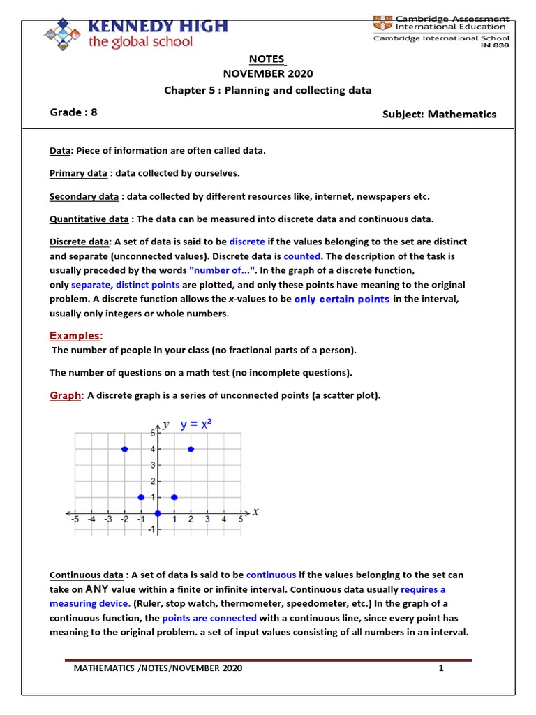 Notes November 2020 Chapter 5: Planning and Collecting Data Grade: 8 ...