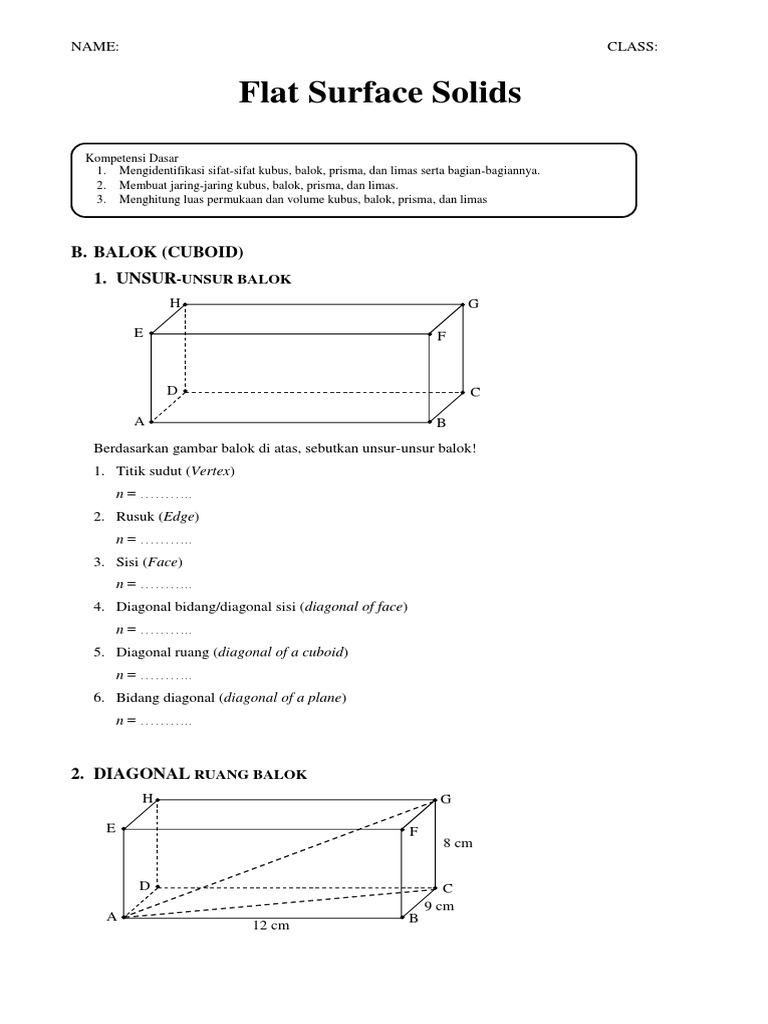 Unsur dan Rumus Balok (Cuboid) | PDF