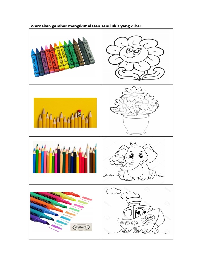 Warnakan Gambar Mengikut Alatan Seni Lukis Yang Di | PDF