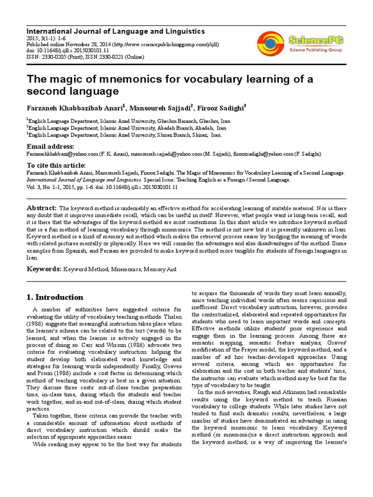 Mnemonics for Language Learners | PDF | Recall (Memory) | Mnemonic