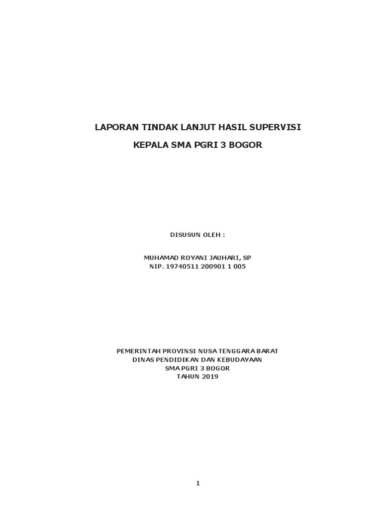 Laporan TIndak Lanjut Supervisi | PDF