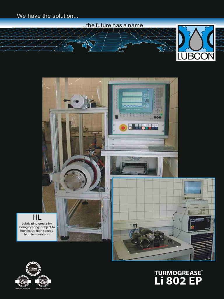 LUBCON Turmogrease Li 802 EP EN | PDF | Bearing (Mechanical) | Surface ...