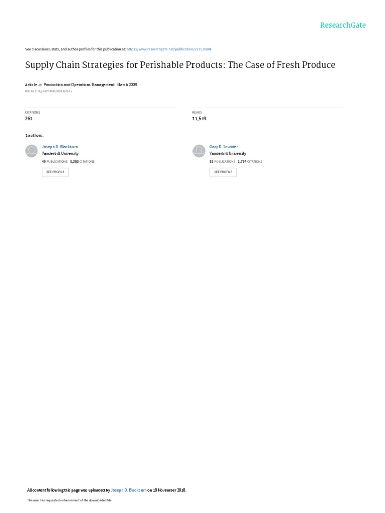 Supply Chain Strategies For Perishable Products TH | Download Free PDF ...