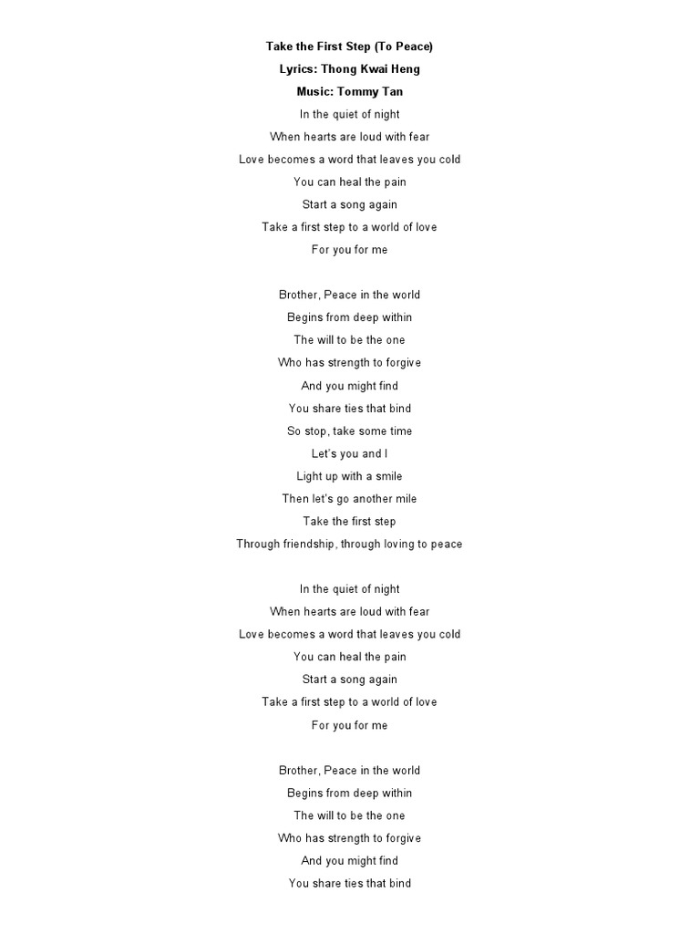 Take The First Step (To Peace) | PDF