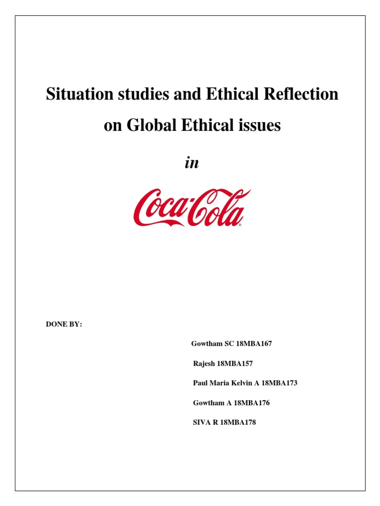 Ethical Issue in Coca Cola | PDF | The Coca Cola Company | Coca Cola