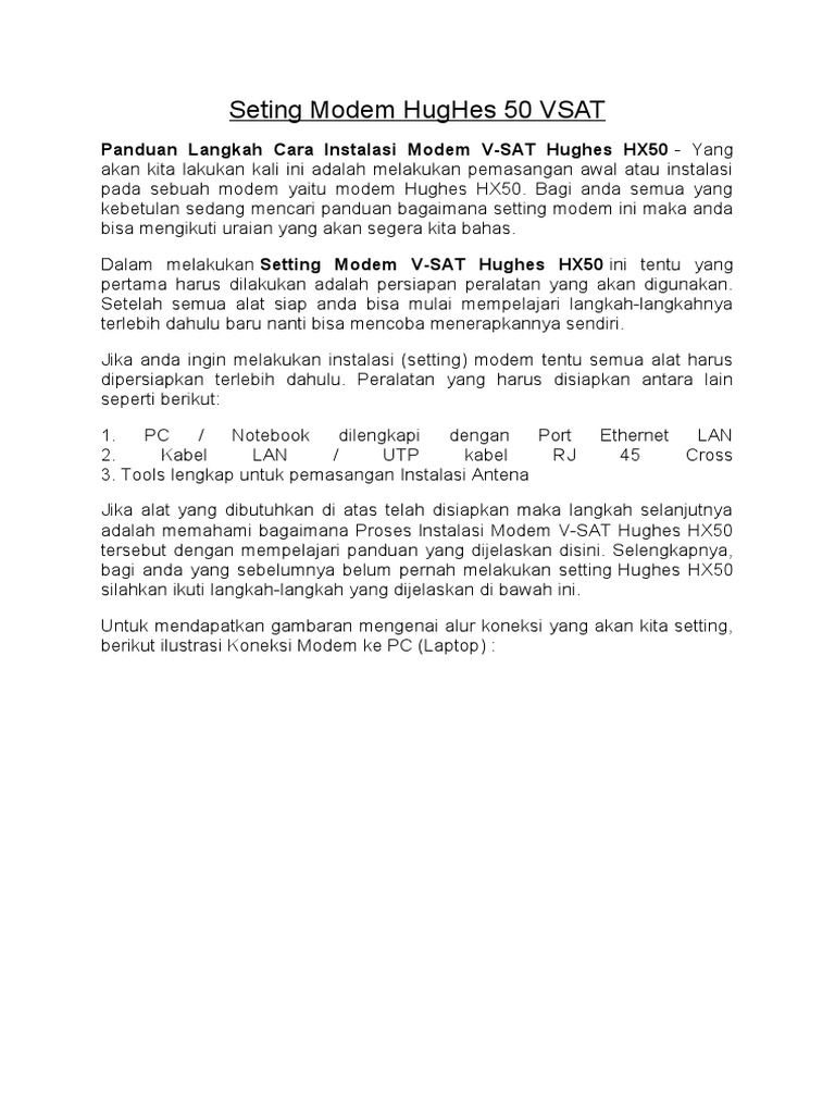 Seting Modem HX50 (HugHes) VSAT | PDF