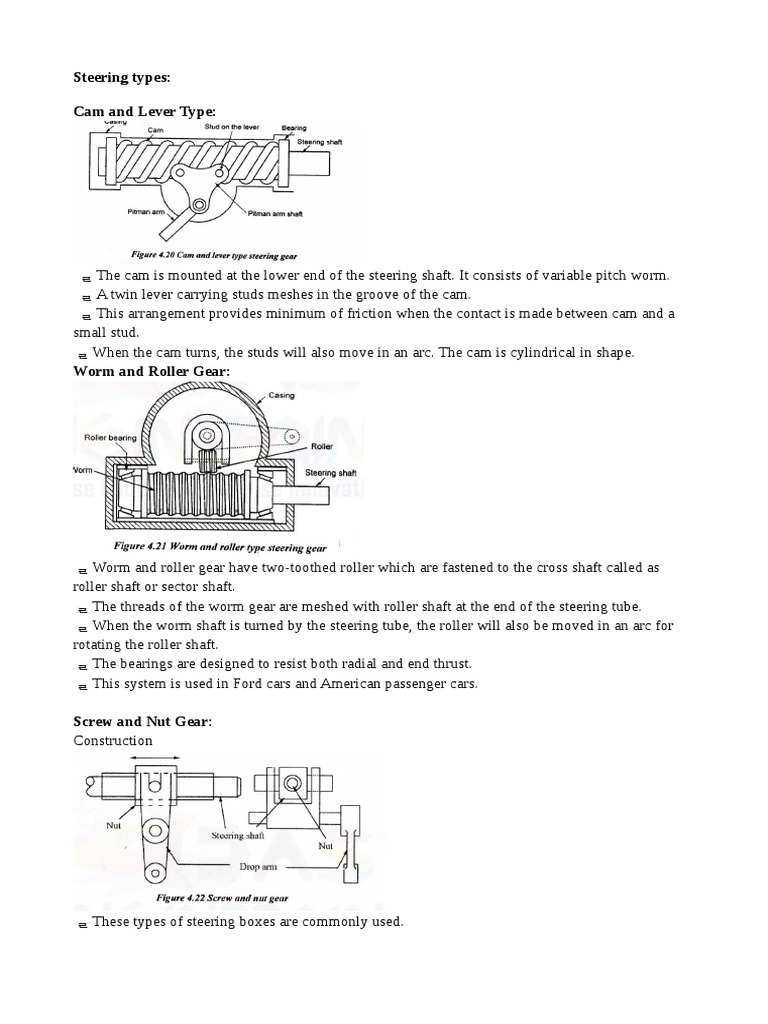 Types of Steering Mechanisms Explained | PDF | Science & Mathematics