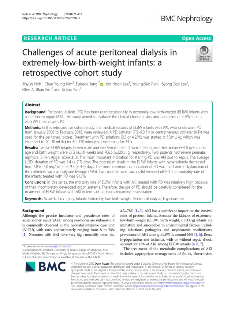 RESEARCH ARTICLEOpen AccessChallenges of Acute Peritoneal Dialysis ...