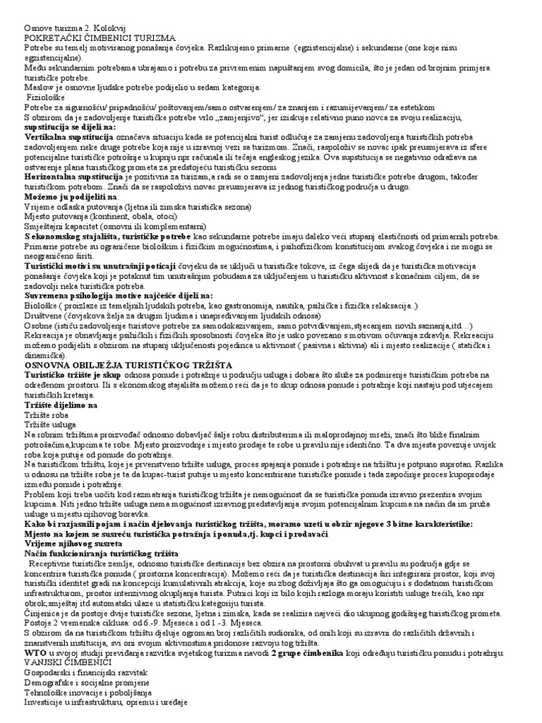 Skripta Za FTHM 2. Kolokvij - Osnove Turizma | PDF