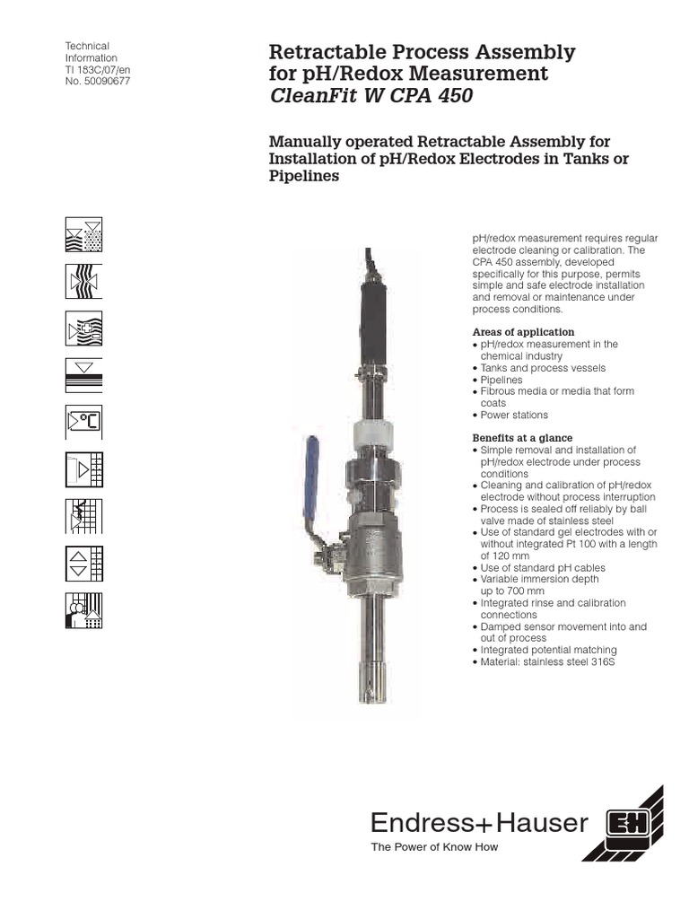 Endress Hauser: Retractable Process Assembly For Ph/Redox Measurement ...
