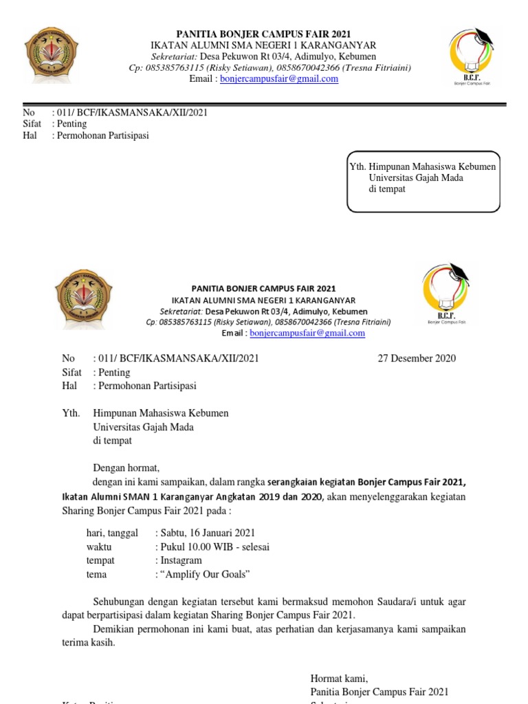 Surat Undangan UGM | PDF